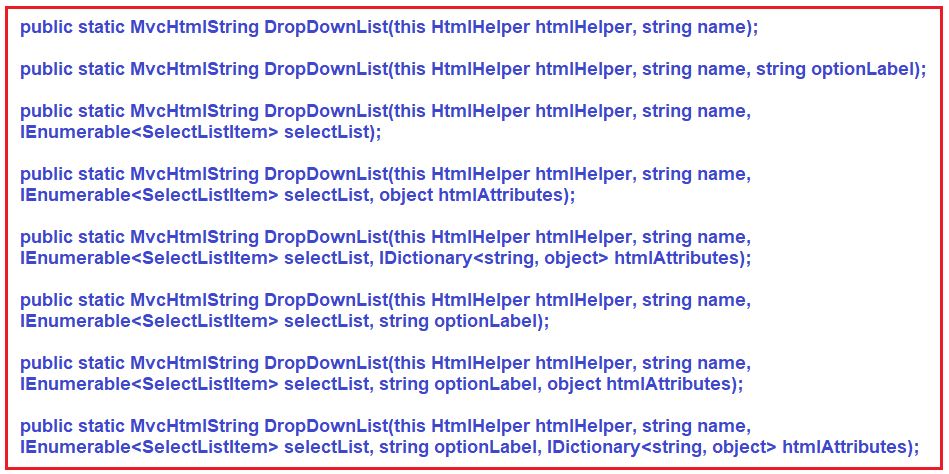 DropDownList HTML Helper In ASP NET MVC Lemborco