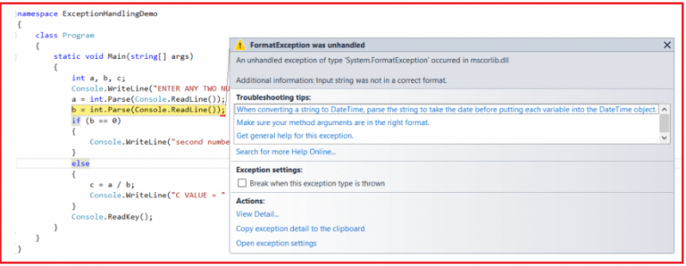 Exception Handling In C With Examples Dot Net Tutorials 0150