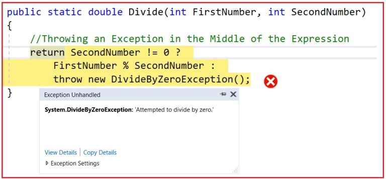 Thrown Expression in C# 7 with examples - Dot Net Tutorials
