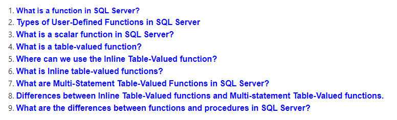 Sql Server Functions Interview Questions Dot Net Tutorials