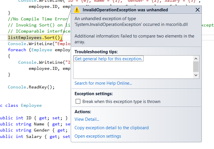 Sorting A List Of Complex Type In C Dot Net Tutorials