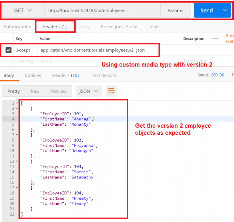Web API Versioning Using Custom Media Types - Dot Net Tutorials