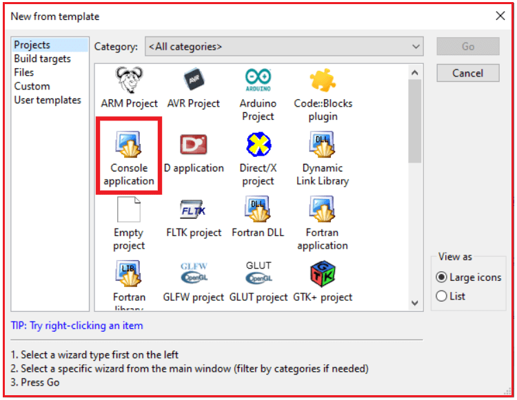 Code Blocks New Project Clipart
