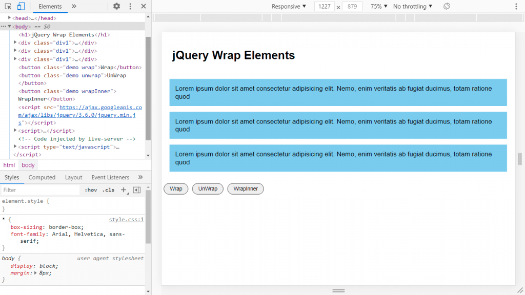 jQuery Wrap and UnWrap Elements - Dot Net Tutorials