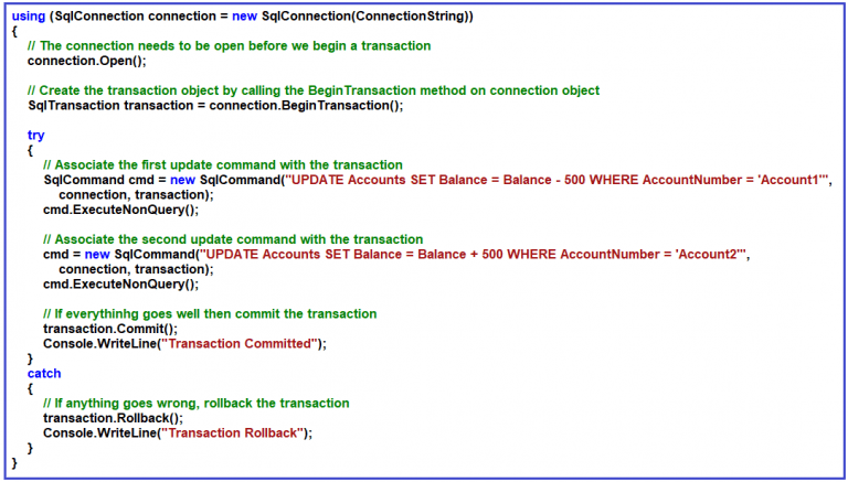 Transactions in ADO.NET with Examples - Dot Net Tutorials