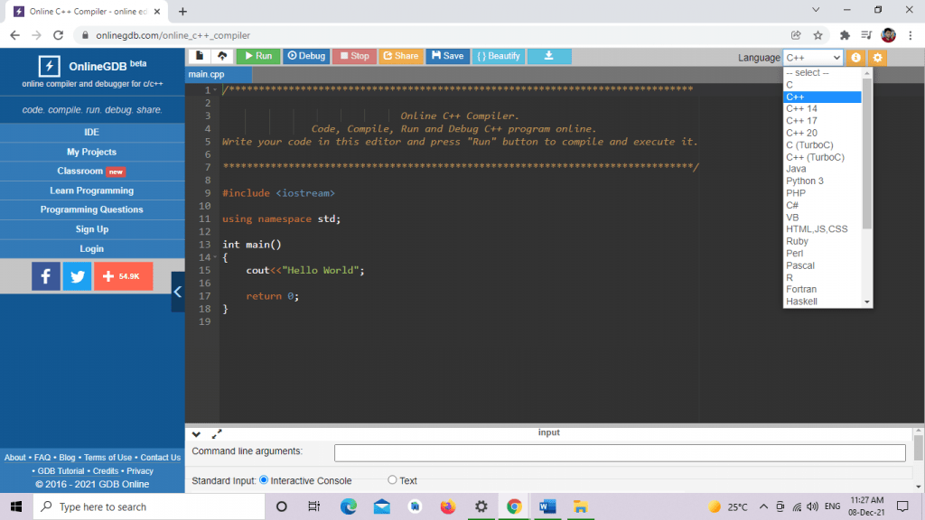 Practice C++ Program Online - Dot Net Tutorials