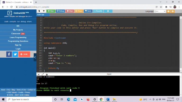 Practice C++ Program Online - Dot Net Tutorials