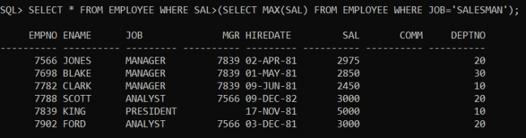 Single Row Subquery In Oracle With Examples Dot Net Tutorials