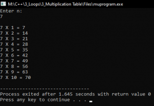 Multiplication Table for a Given Number in C++ - Dot Net Tutorials