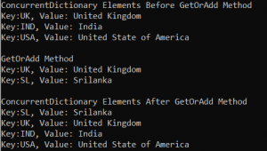 ConcurrentDictionary Collection Class in C# - Dot Net Tutorials