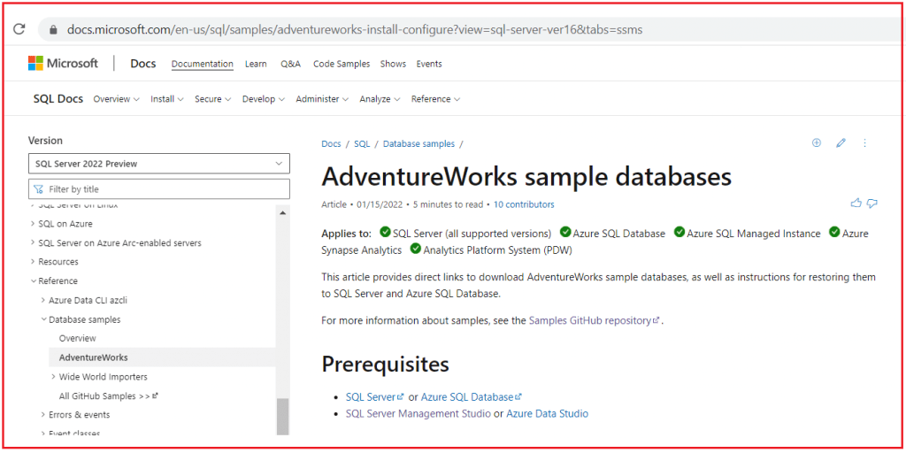How to Download and Restore AdventureWorks Database