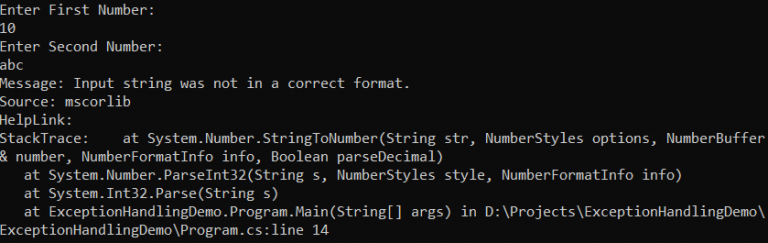 Exception Handling in C# with Examples - Dot Net Tutorials