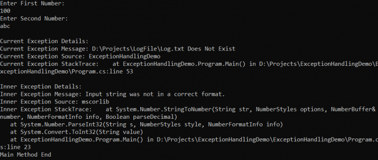 Inner Exception In C With Examples Dot Net Tutorials