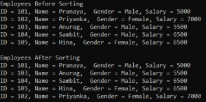 How to Sort a List of Complex Type in C# - Dot Net Tutorials
