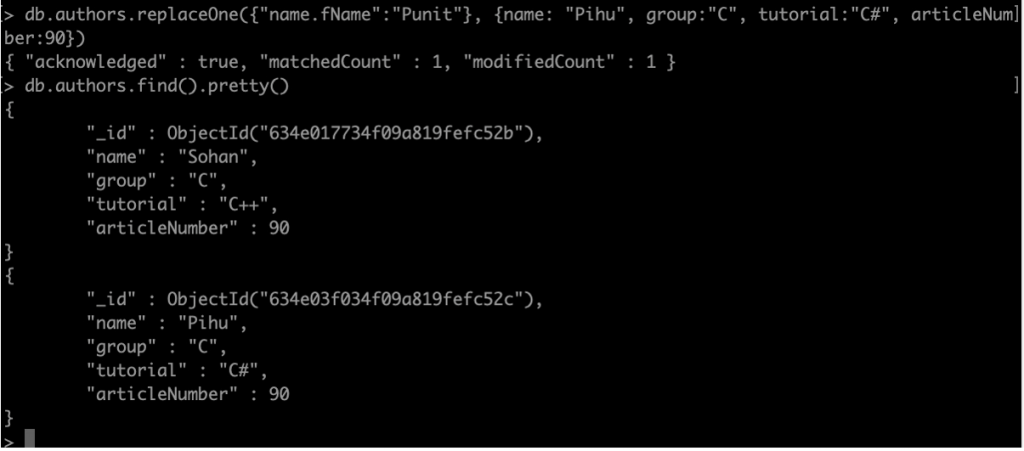 Replace Document in MongoDB with Examples - Dot Net Tutorials Replace Document in MongoDB with Examples - Dot Net Tutorials