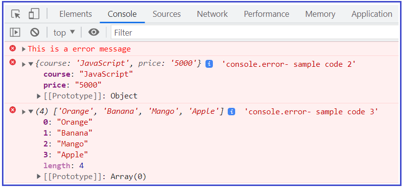 JavaScript Console Error Method Dot Net Tutorials
