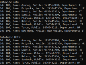 ADO.NET DataView Class in C# with Examples - Dot Net Tutorials