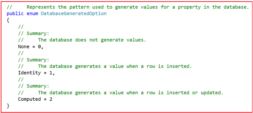 DatabaseGenerated Attribute in Entity Framework DatabaseGenerated Attribute in Entity Framework