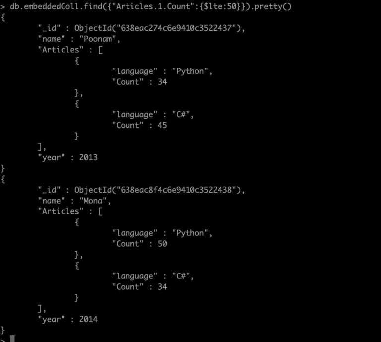MongoDB Embedded Documents with Examples - Dot Net Tutorials