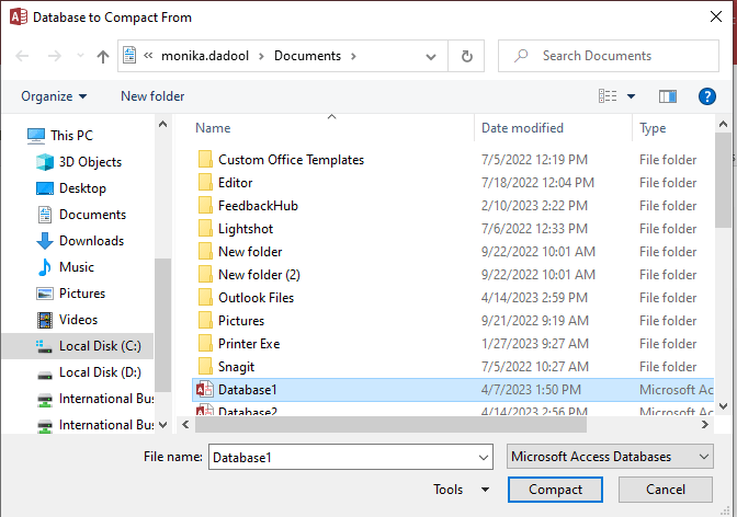 Microsoft Access Database is in an Inconsistent State Error