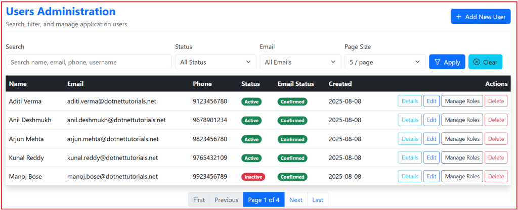 Users Management in ASP.NET Core Identity and MVC - Dot Net Tutorials