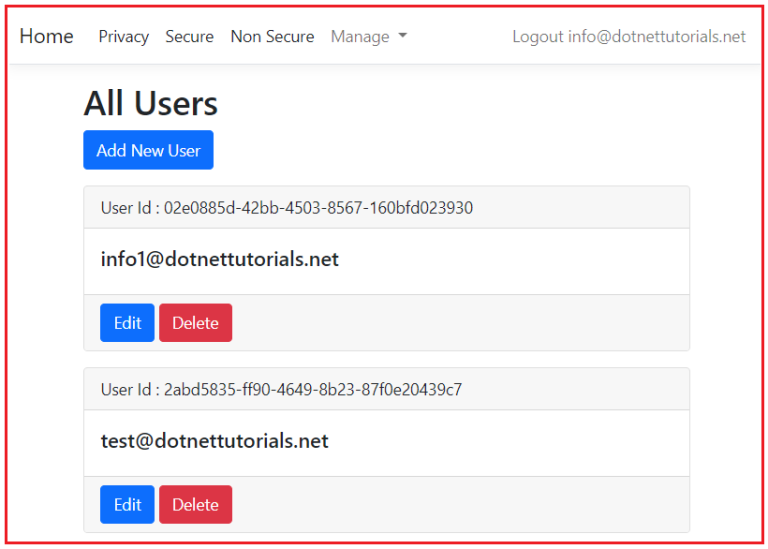 How To Display All Users From Aspnet Core Identity Database Dot Net Tutorials
