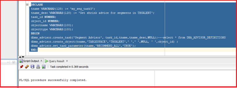 Segment Advisor in Oracle with Examples - Dot Net Tutorials