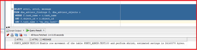 Segment Advisor in Oracle with Examples - Dot Net Tutorials