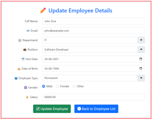 Employee Portal Application using ASP.NET Core MVC - Dot Net Tutorials