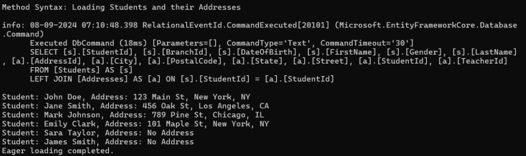 Eager Loading In Entity Framework Core Ef Core Dot Net Tutorials