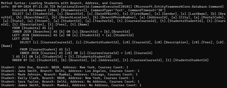 Eager Loading In Entity Framework Core Ef Core Dot Net Tutorials
