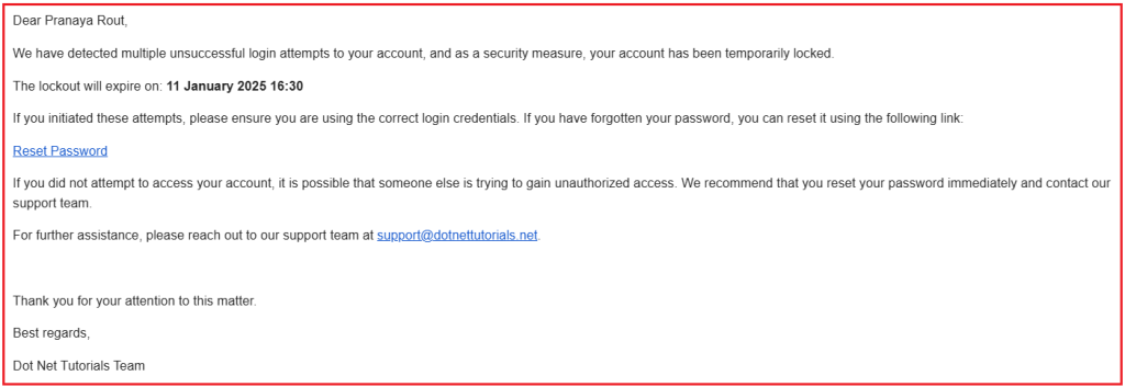 Account Lockout in ASP.NET Core Identity - Dot Net Tutorials Account Lockout in ASP.NET Core Identity - Dot Net Tutorials