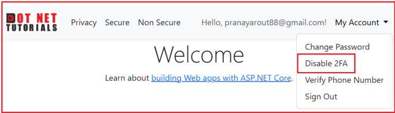 Two-Factor Authentication in ASP.NET Core Identity - Dot Net Tutorials
