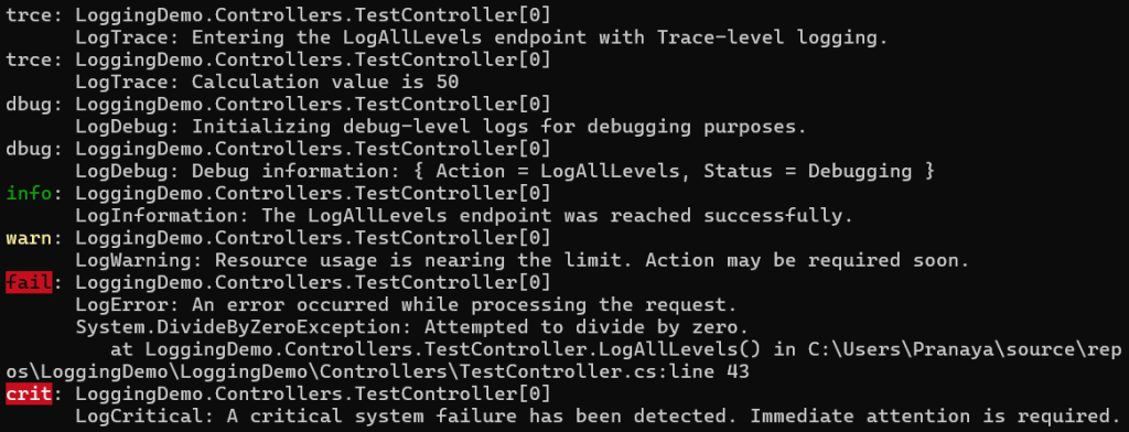 Logging In Aspnet Core Web Api Dot Net Tutorials