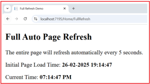 Auto Page Refresh in ASP.NET Core MVC - Dot Net Tutorials