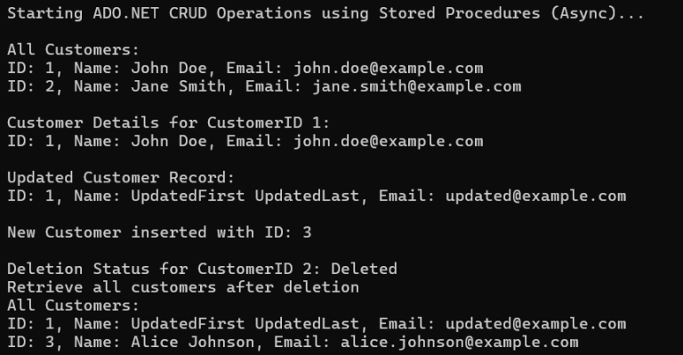 CRUD Operations using ADO.NET Core with Stored Procedures - Dot Net Tutorials