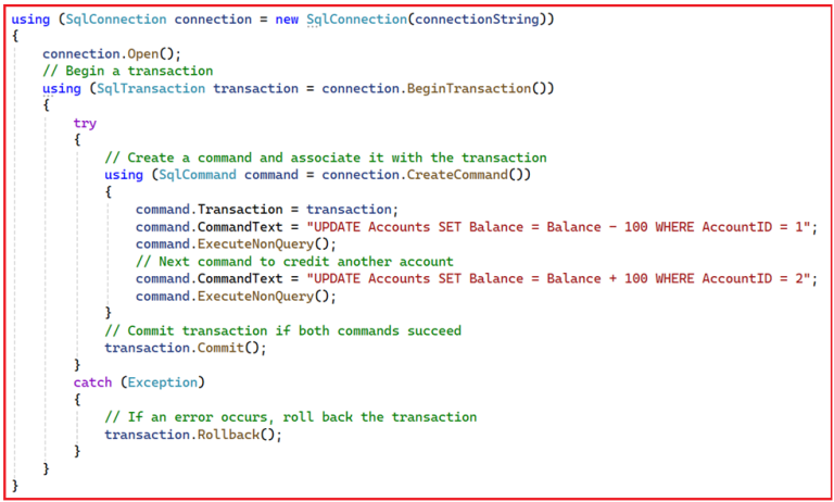 ADO.NET Core Transactions - Dot Net Tutorials