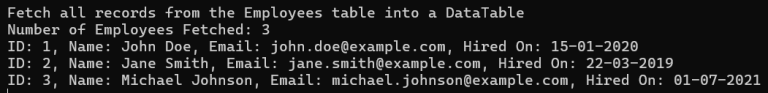 Ado Core Datatable With Sql Server Dot Net Tutorials