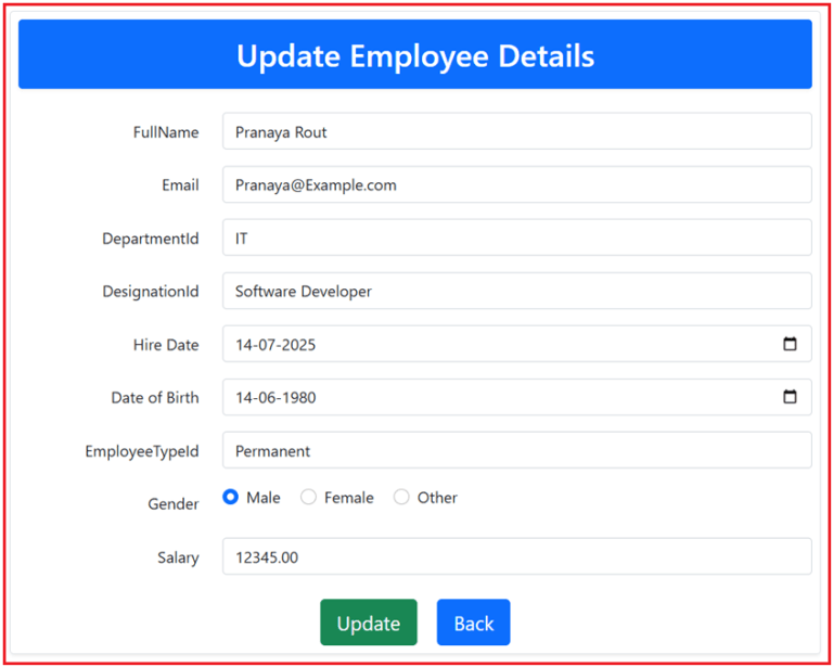 Employee Portal Application using ASP.NET Core MVC - Dot Net Tutorials