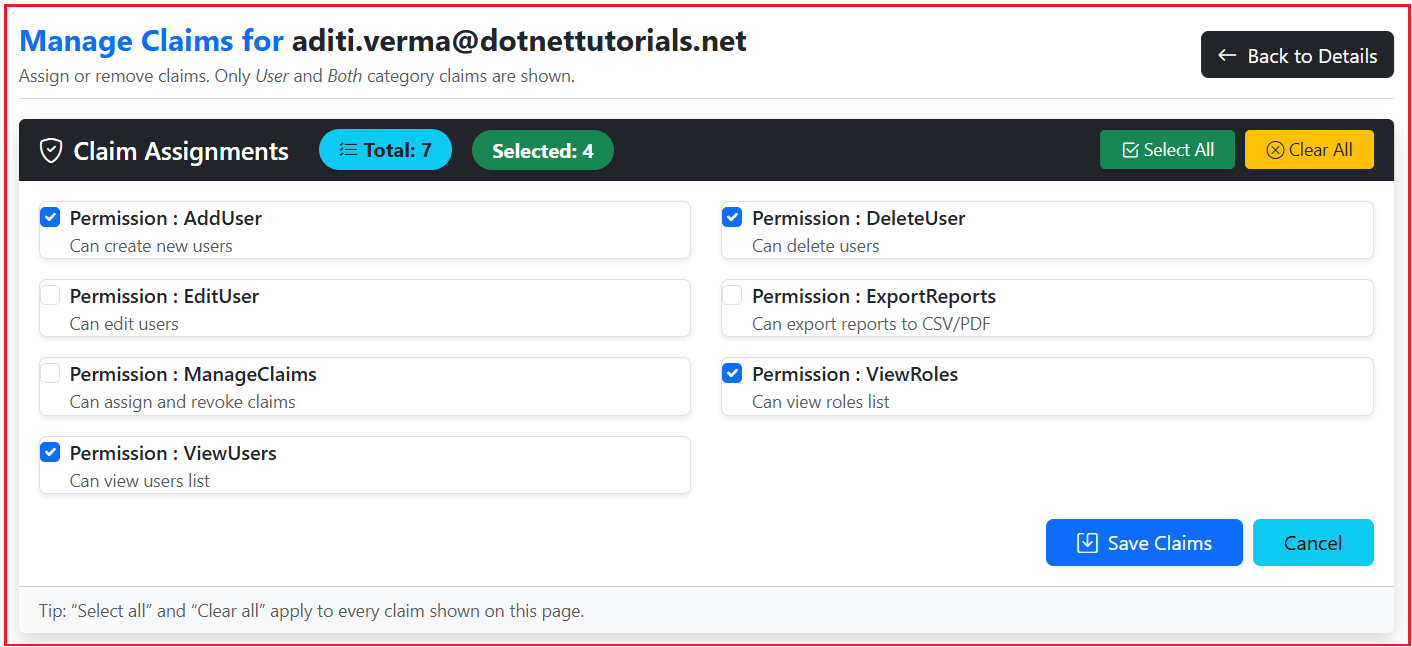 How to Manage User Claims in ASP.NET Core Identity - Dot Net Tutorials